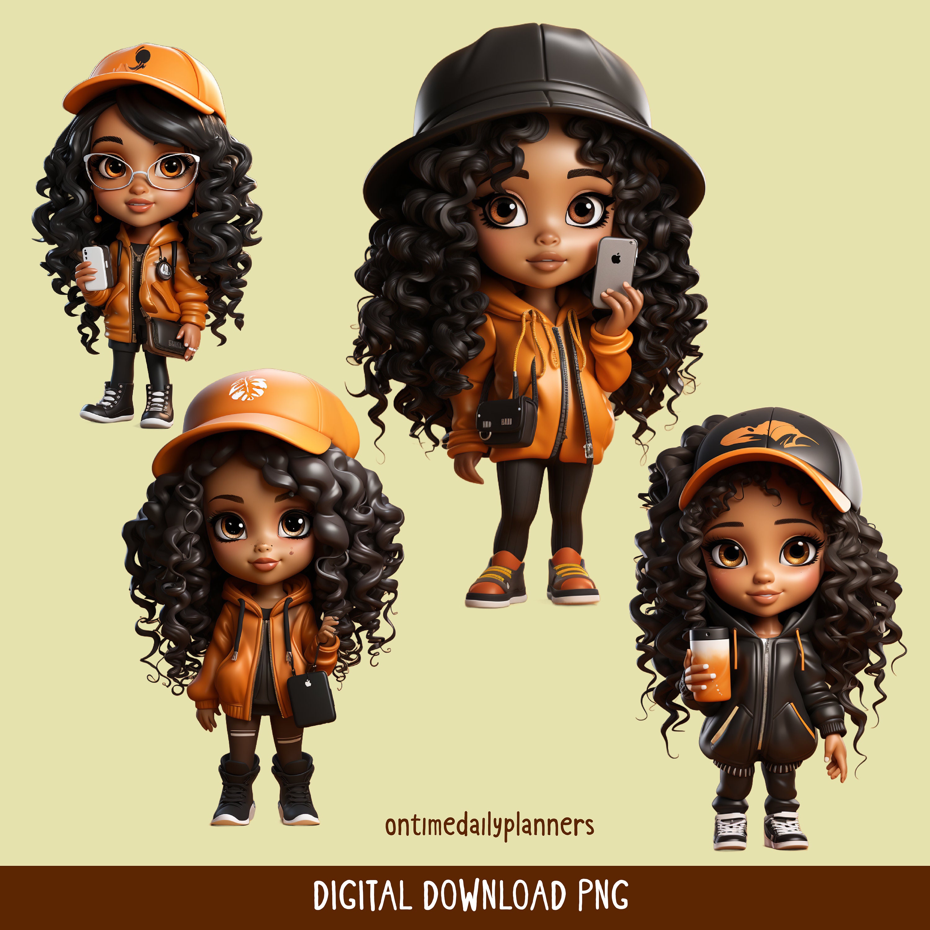 Black Girl Magic Melanin African American Girls Clipart PNG Digital ...