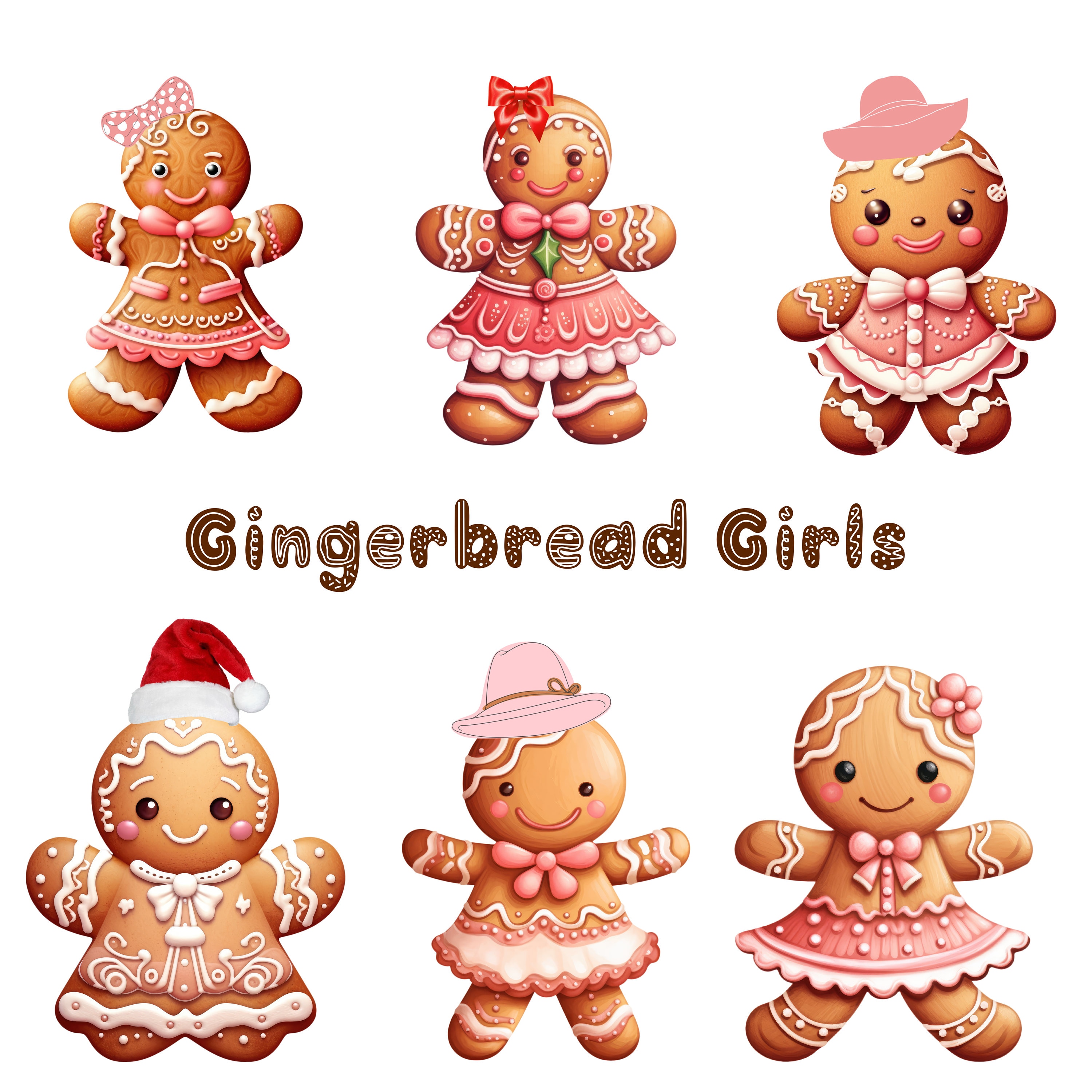 Gingerbread Girl Clipart PNG, Pink Gingerbread Girl PNG, Gingerbread ...