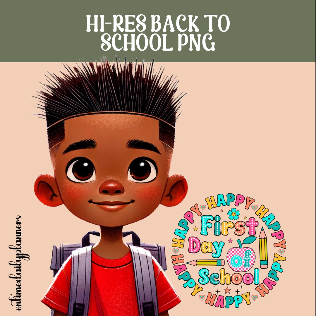Back to School African American Kids Clipart PNG, Black Boy PNG File ...