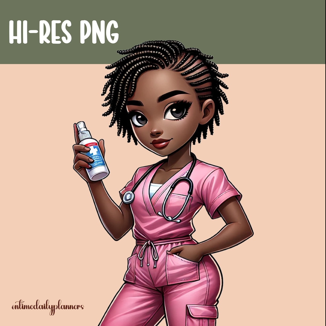 Nurse Chibi Style PNG Health Care Clipart, Black Woman Sublimation ...