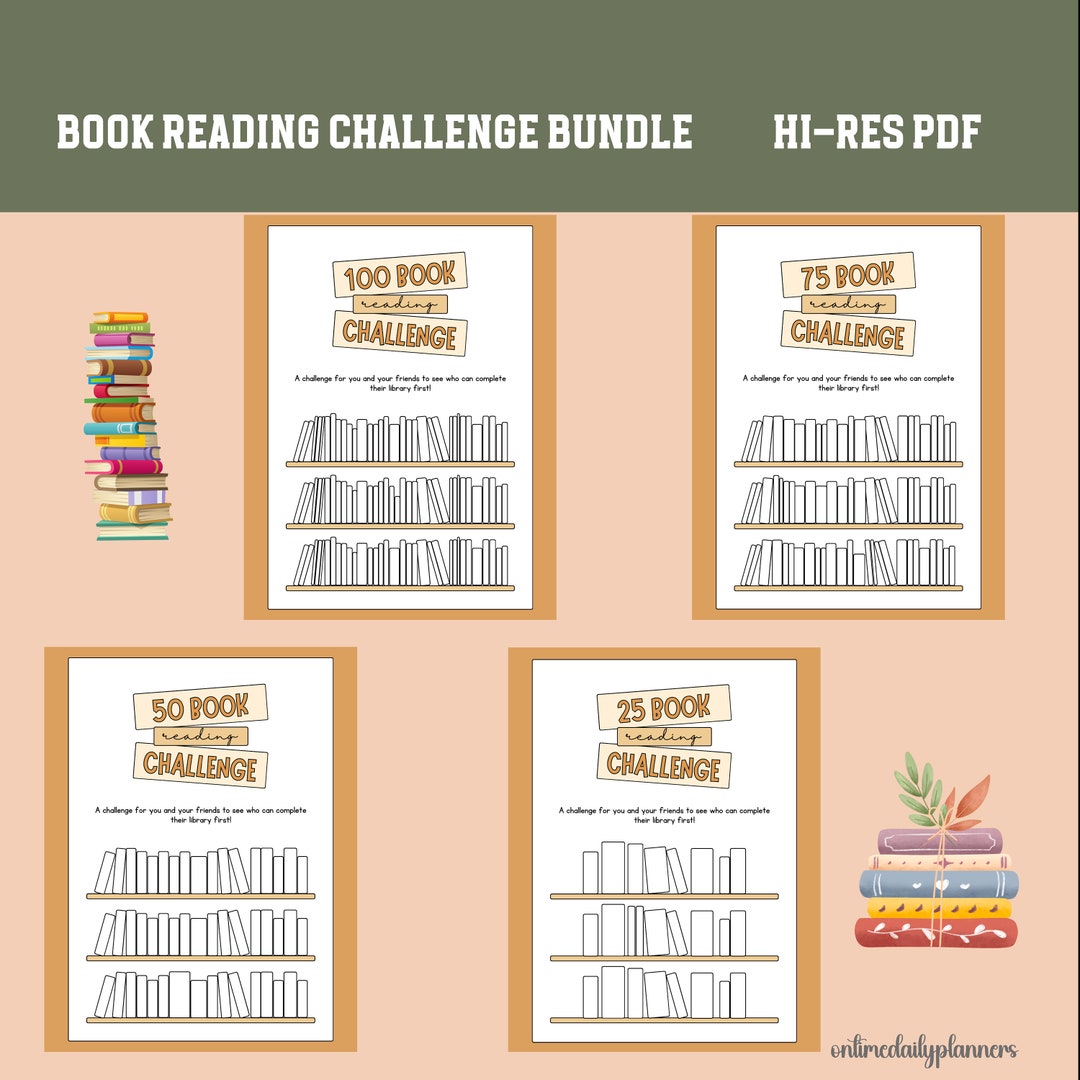 Reading Challenge Printable Bundle, Bookshelf Goal Tracker PDF Download ...