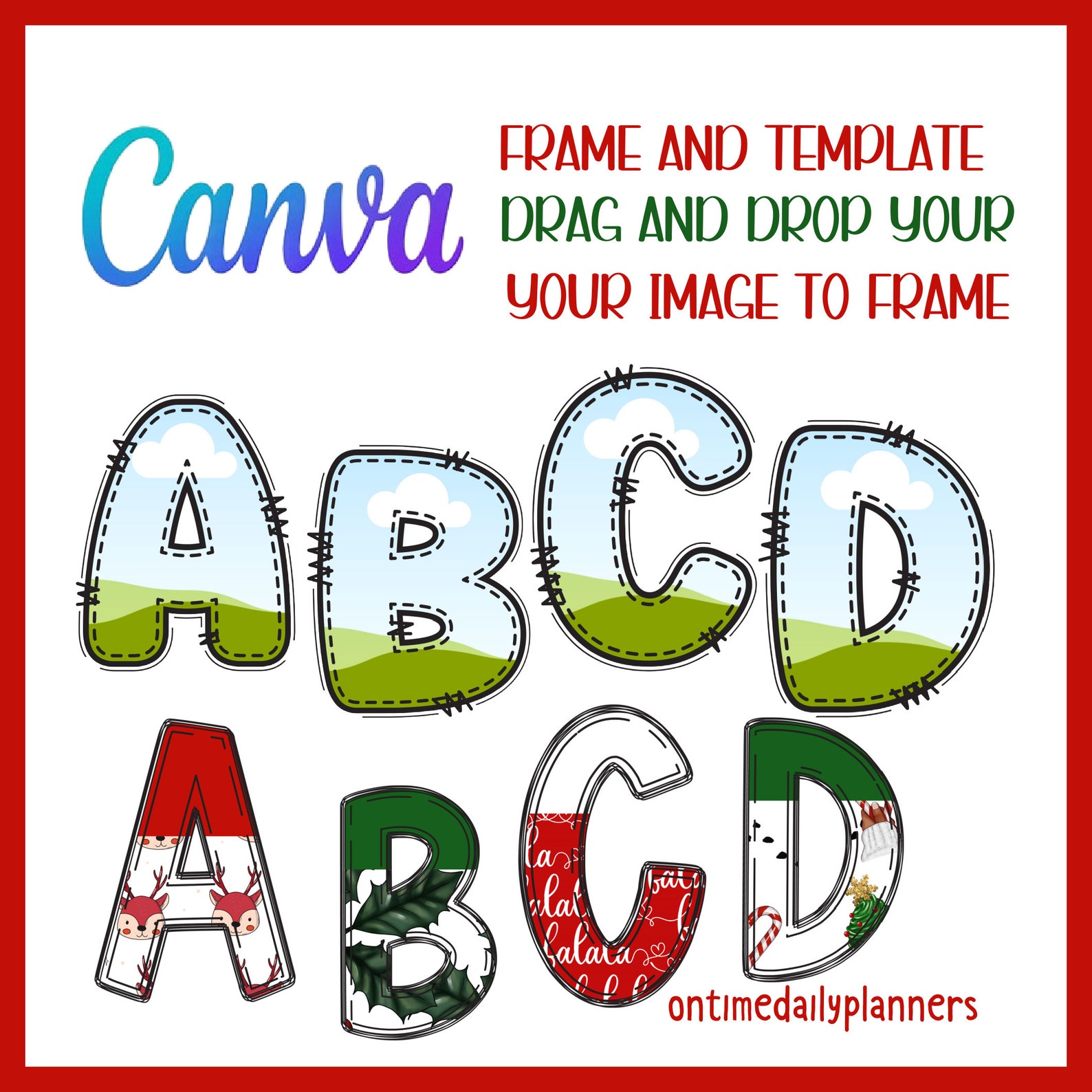 Canva Frame Template Doodle Letters and Numbers Transparent Alphabet ...