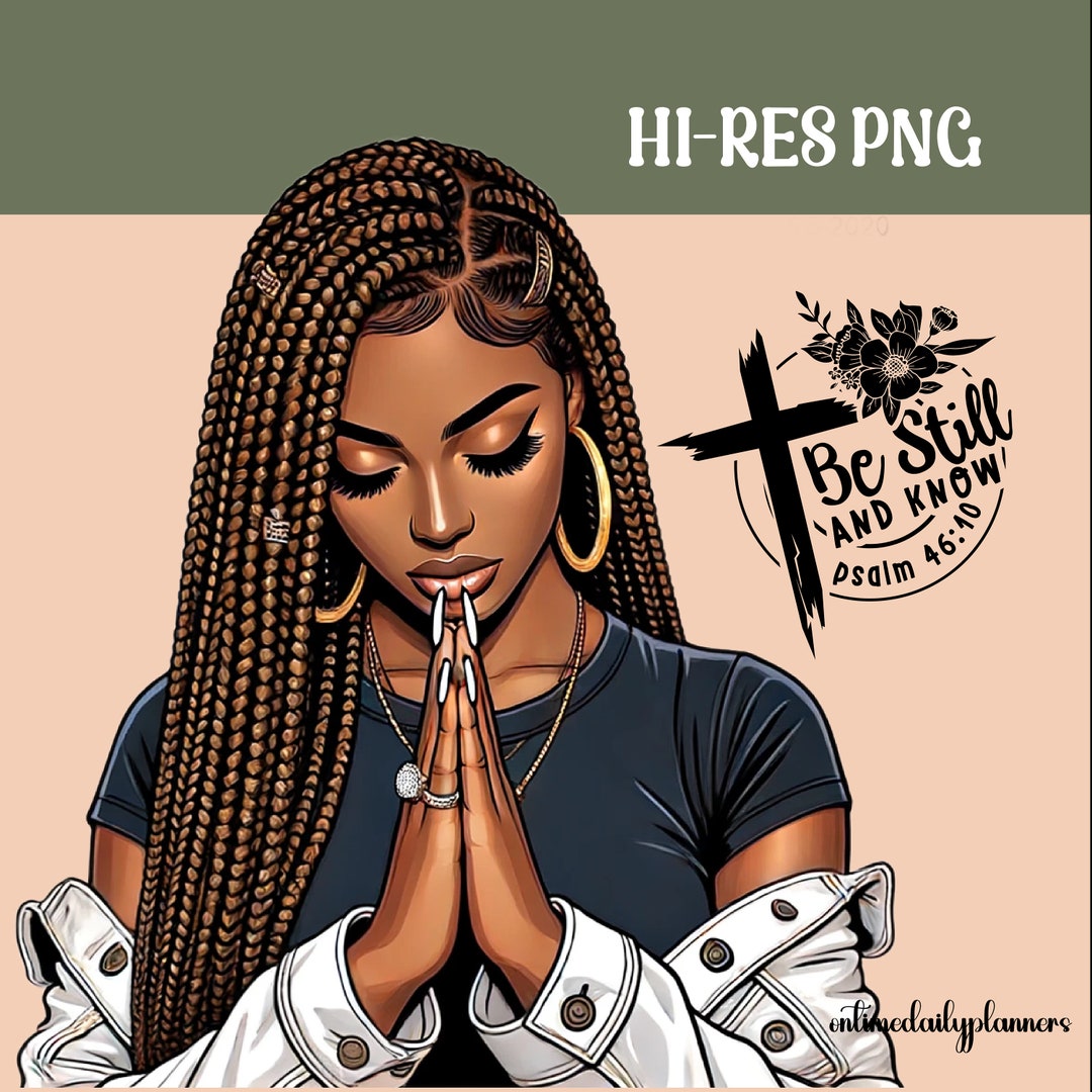 Christian Woman Praying Bible Verse PNG Sublimation Design African ...