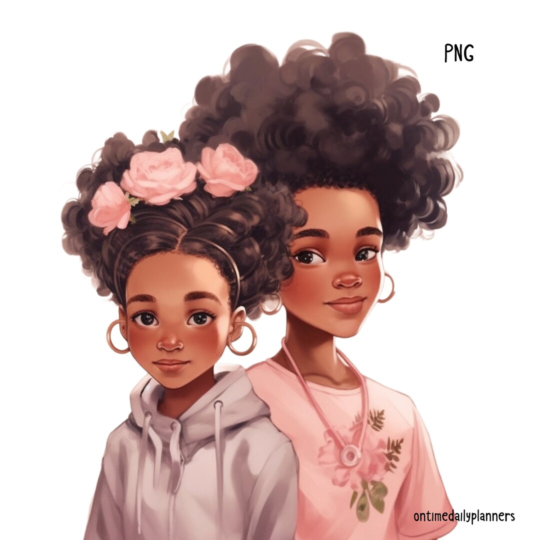 Black Girl Clipart, Digital Planner Wall Art, African American Clipart ...