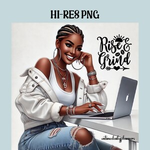 Rise and Grind Digital Art PNG, Women Empowerment Motivational Quote ...