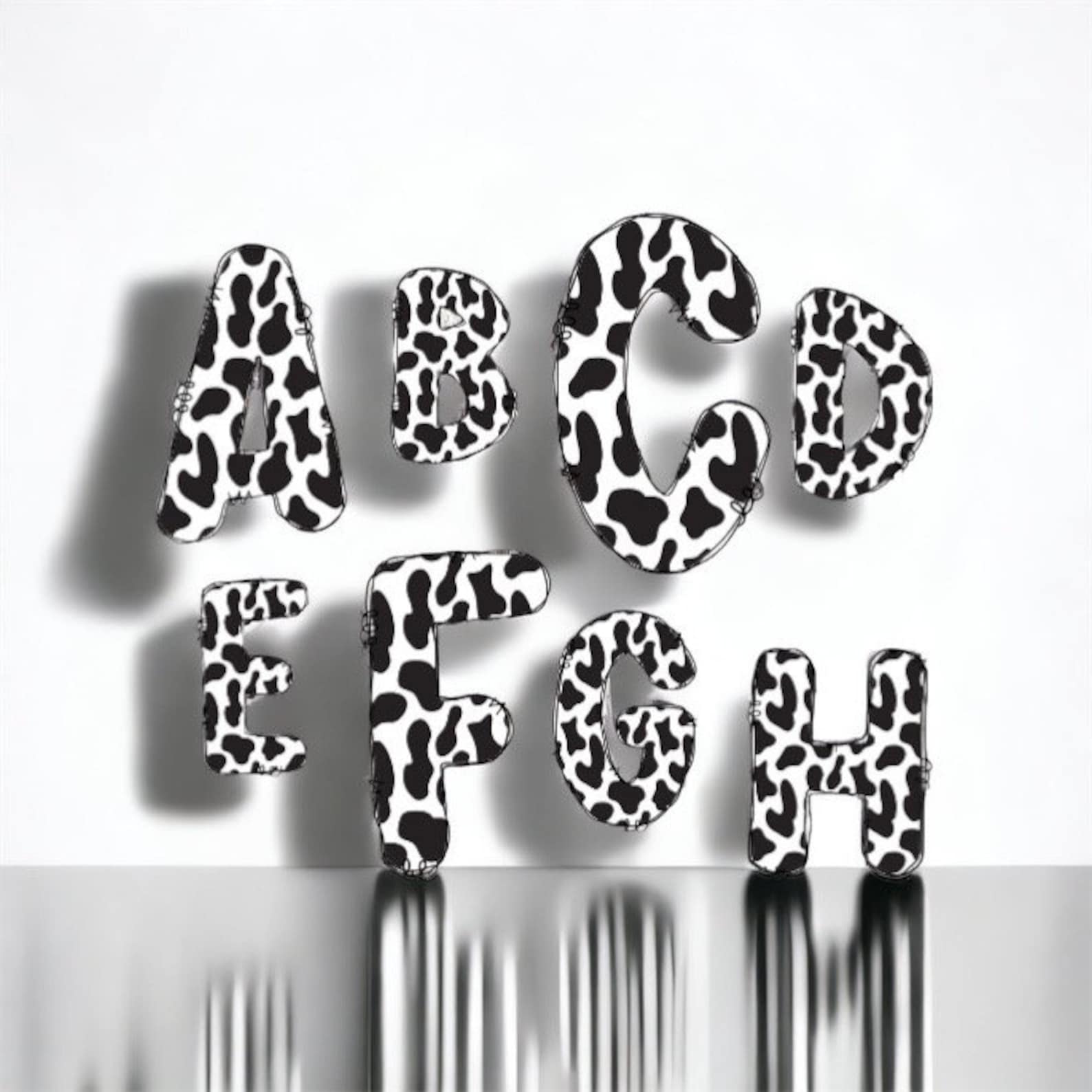 Cow Print Lettering, Cow Font, Cow Print PNG Doodle Letters, Hand Drawn ...