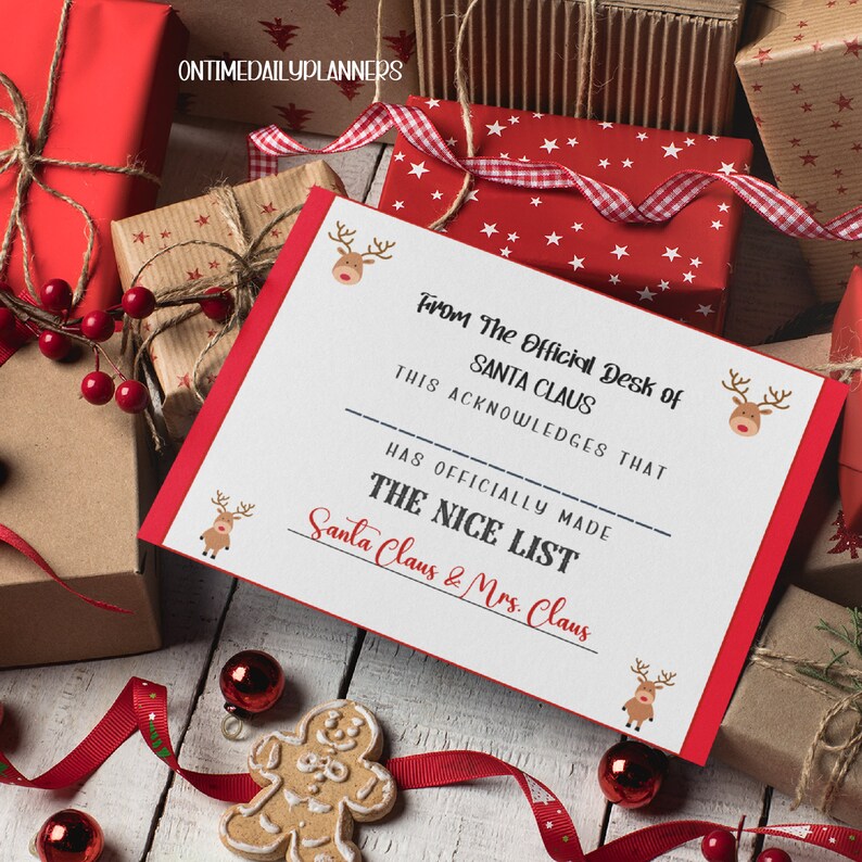 Letter to Santa, Santa Claus List, Nice List Certificate, Santa Claus ...
