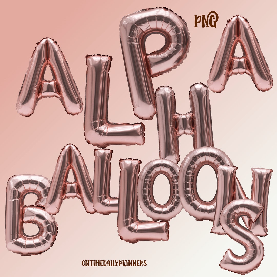 Alphabet Balloon Letters, Alphabet Balloon, Party Clipart, Rose Gold ...