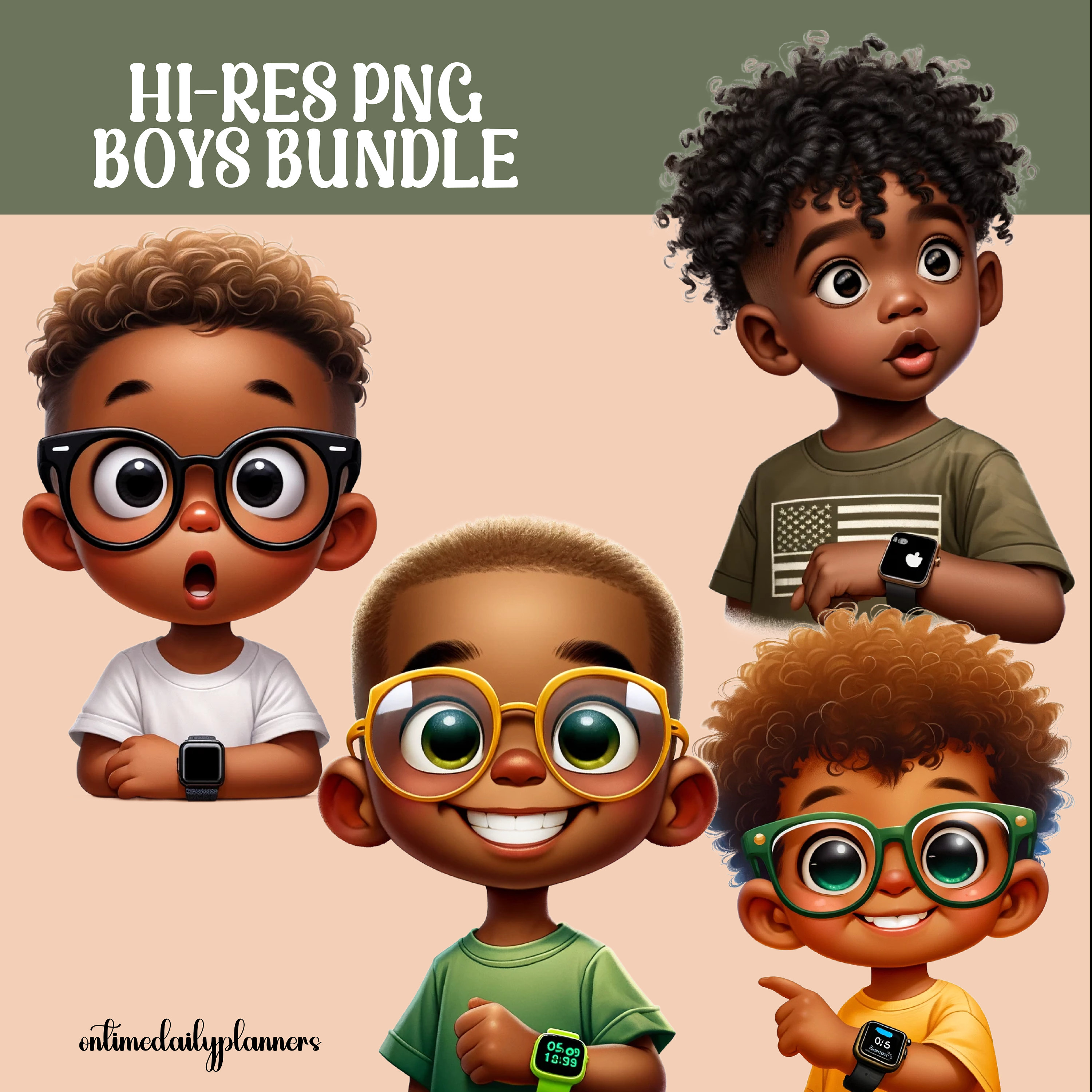 Black Boys Clipart Bundle: African American Kids PNG (digital Download ...