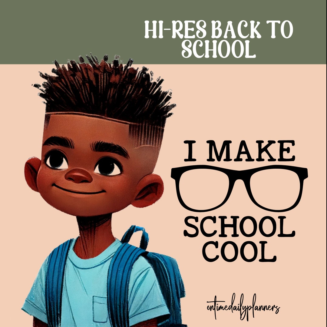 Back to School African American Kids Clipart Bundle, Black Boys PNG ...