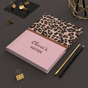 Leopard Print Notebook, Personalized Pink and Brown Leopard Print ...