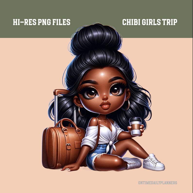 Chibi Girls Trip Clipart: African American PNG Bundle - Etsy