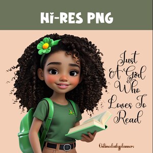 Black Girl Reader PNG: Back to School Clipart (digital Download) - Etsy