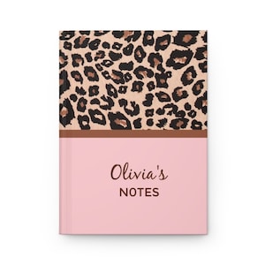Leopard Print Notebook, Personalized Pink and Brown Leopard Print ...