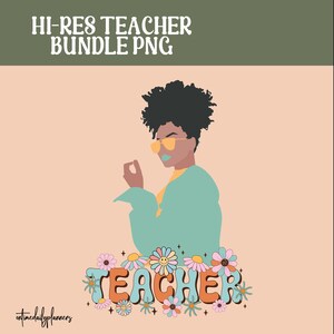 Teacher PNG Bundle, African American Teacher Clipart, Coffee Lover ...
