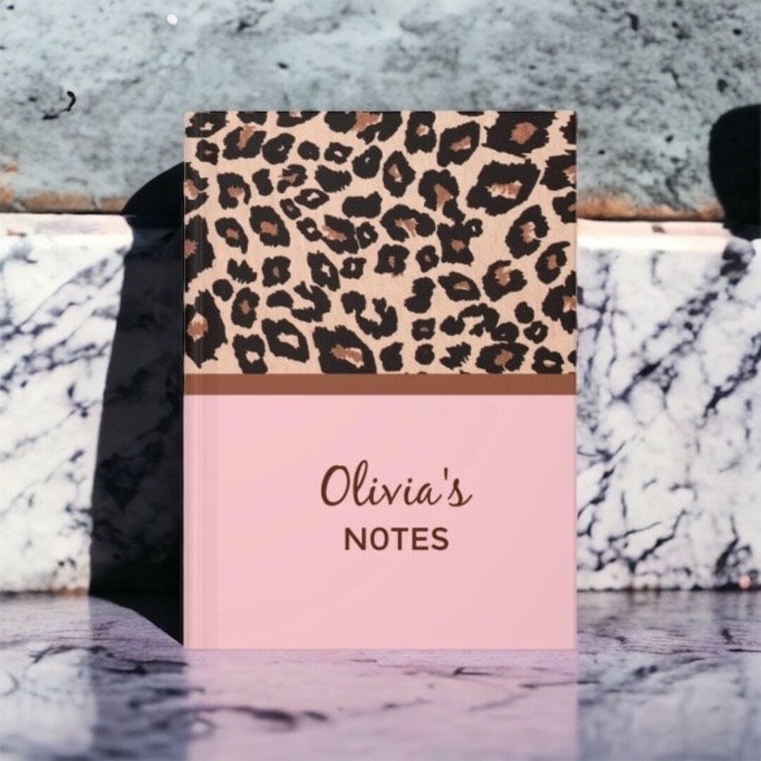 Leopard Print Notebook, Personalized Pink and Brown Leopard Print ...