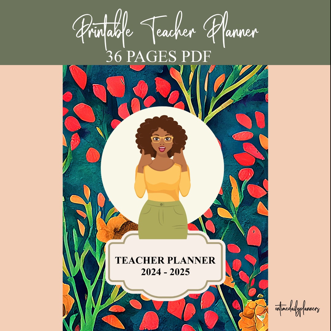 Teacher Planner Printable 2024 - 2025, African American Teacher, 36 ...