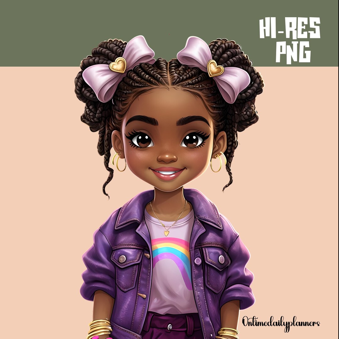 Black Girl Clipart PNG, African American School Girl Illustration, Back ...