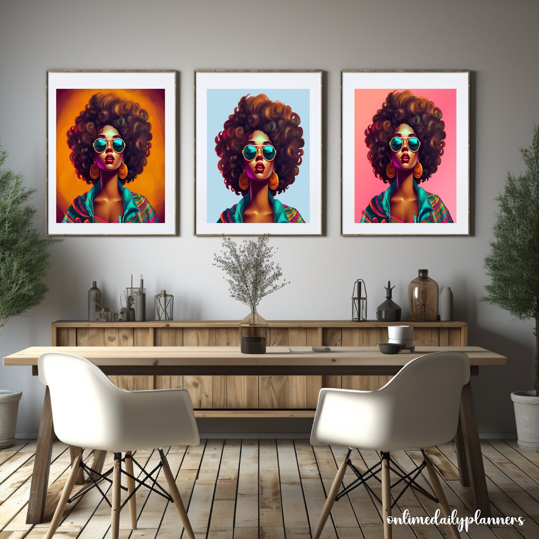 Retro Afro Design, Digital Wall Art Black Girl Clipart, African ...