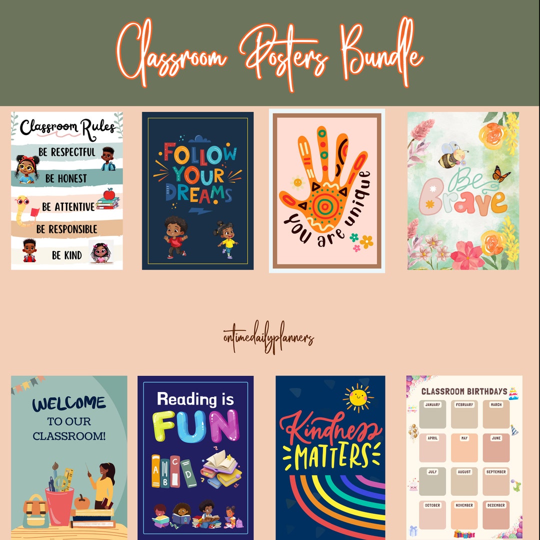 Classroom Posters Bundle, Gallery Wall Poster Bundle, Classroom and ...