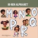 African American Kids Alphabet Doodle: Classroom Flash Cards (PNG) - Etsy