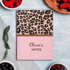 Leopard Print Notebook, Personalized Pink and Brown Leopard Print ...