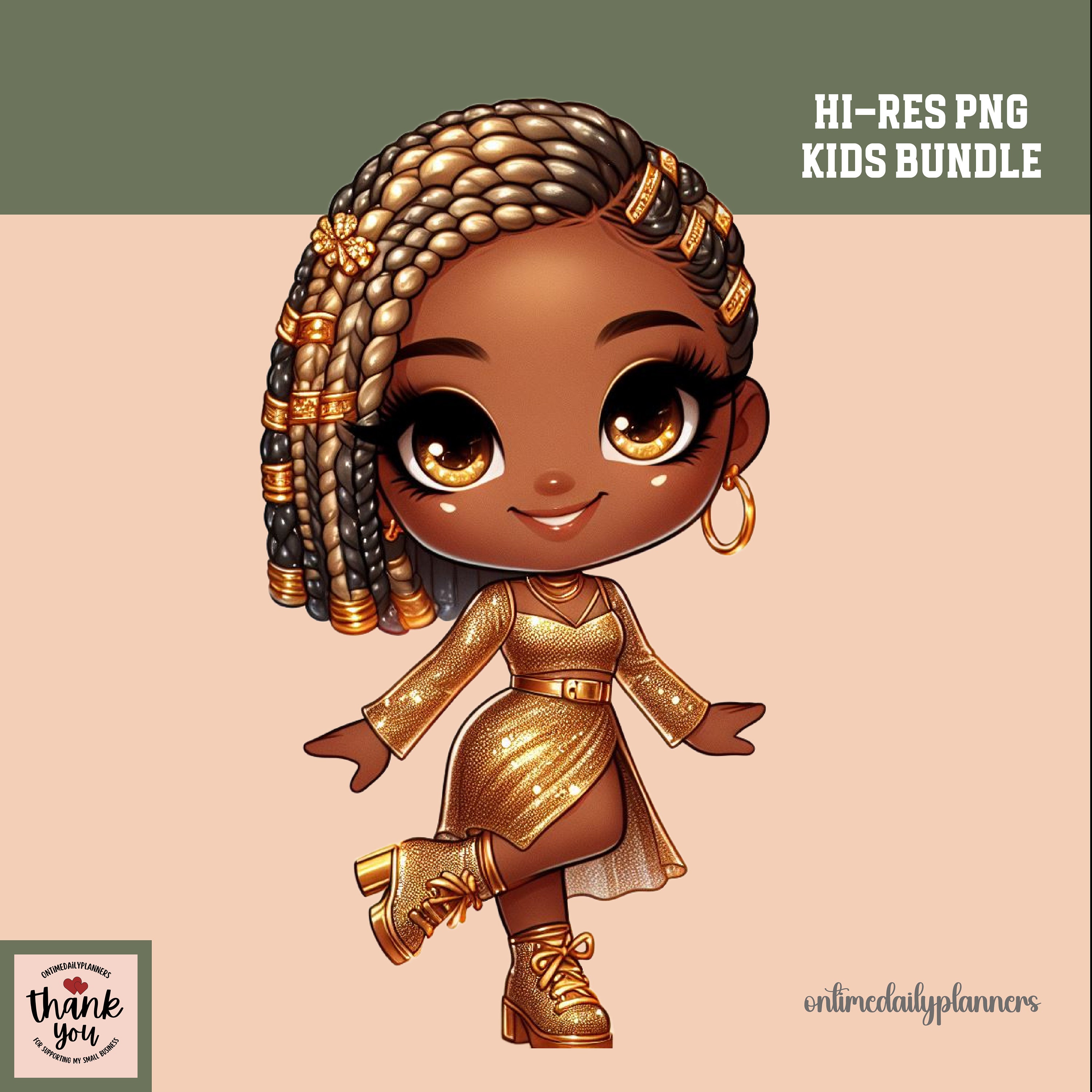 Kids Clipart African American Chibi Girls Bundle Birthday Invitation ...