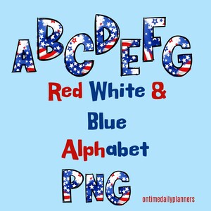 Patriotic Print Lettering, July 4th PNG Doodle Letters, Hand Drawn ...