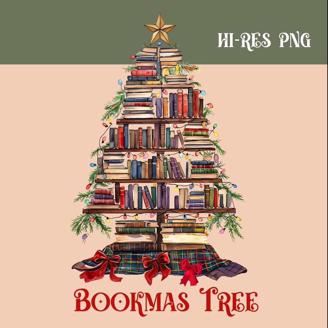 All Booked for Christmas Png, Bookmas Tree PNG, Christmas Books Png ...