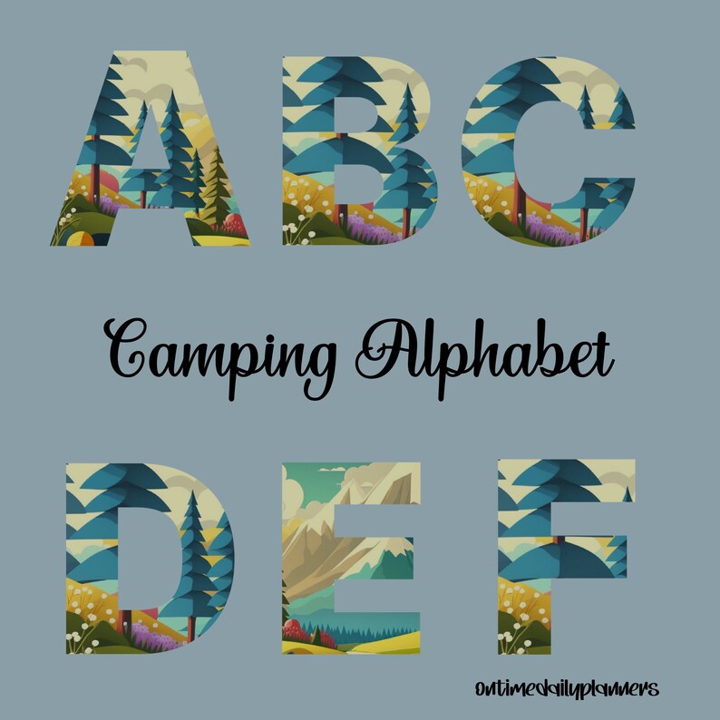 Camping Alphabet Doodle: Retro Pine Tree PNG Clipart (digital Download ...