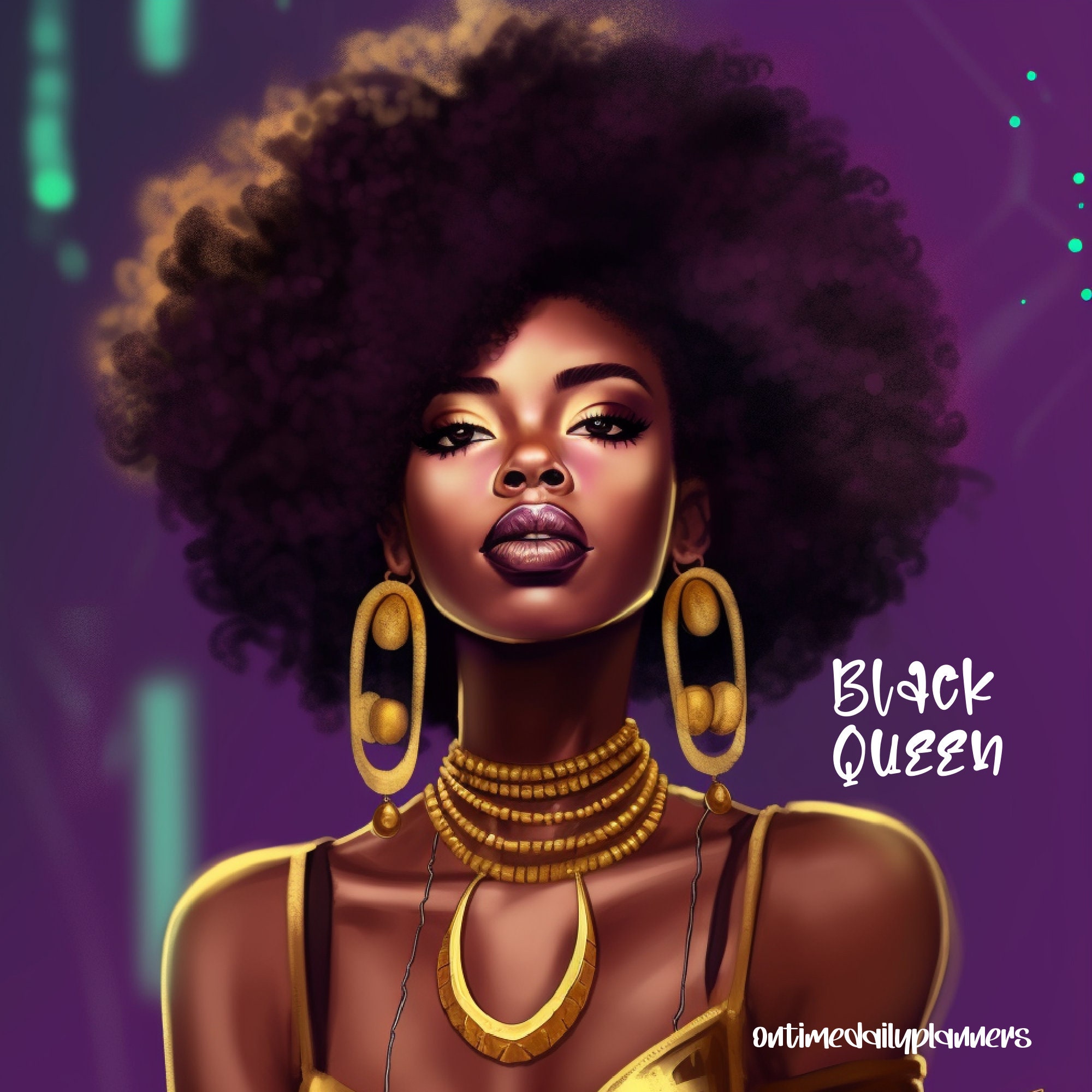 Black Girl Clipart Design, Digital Planner Wall Art PNG, African ...