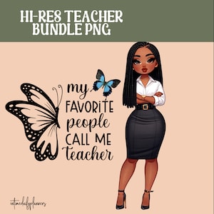 Teacher PNG Bundle, African American Teacher Clipart, Coffee Lover ...