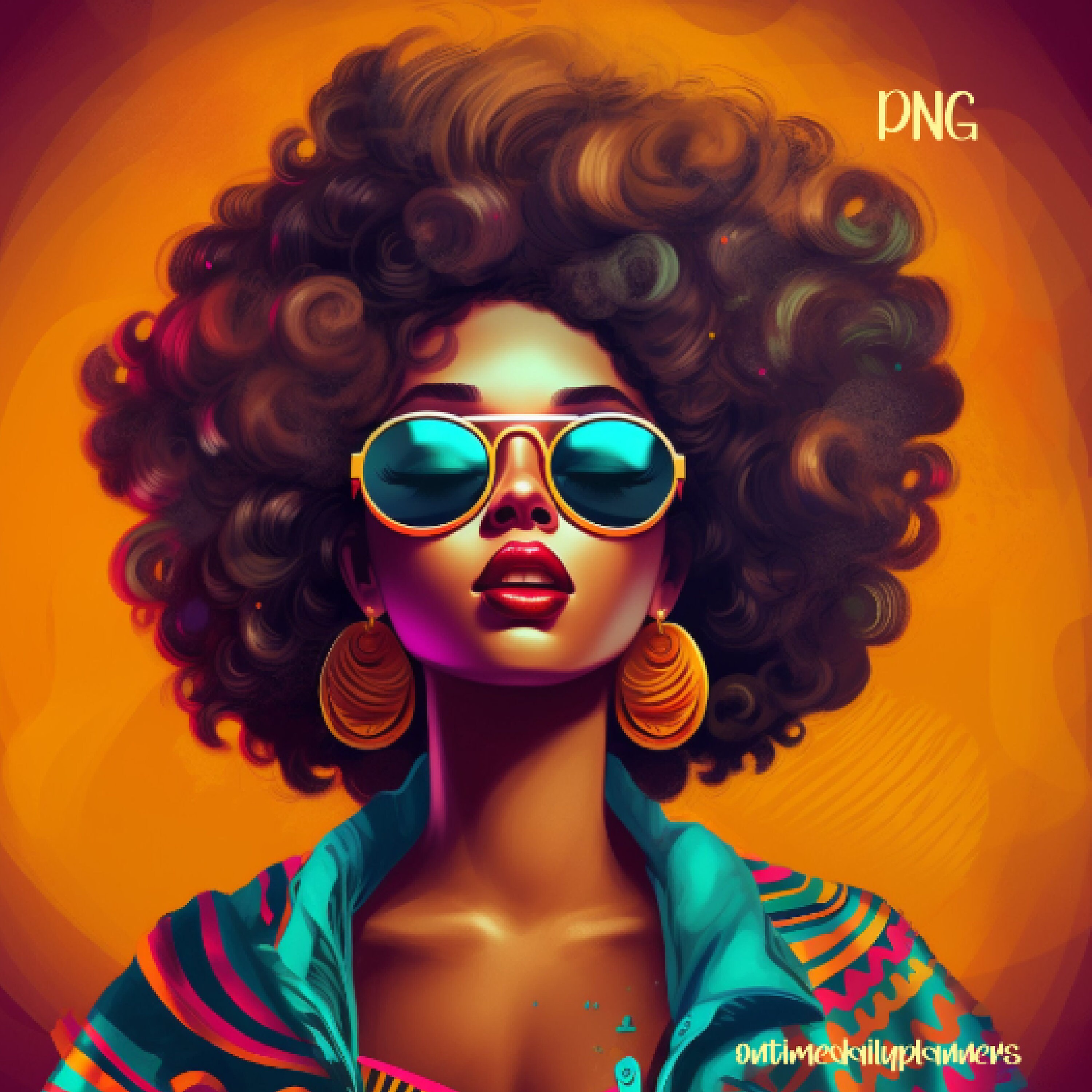 Retro Afro Design, Digital Wall Art Black Girl Clipart, African ...