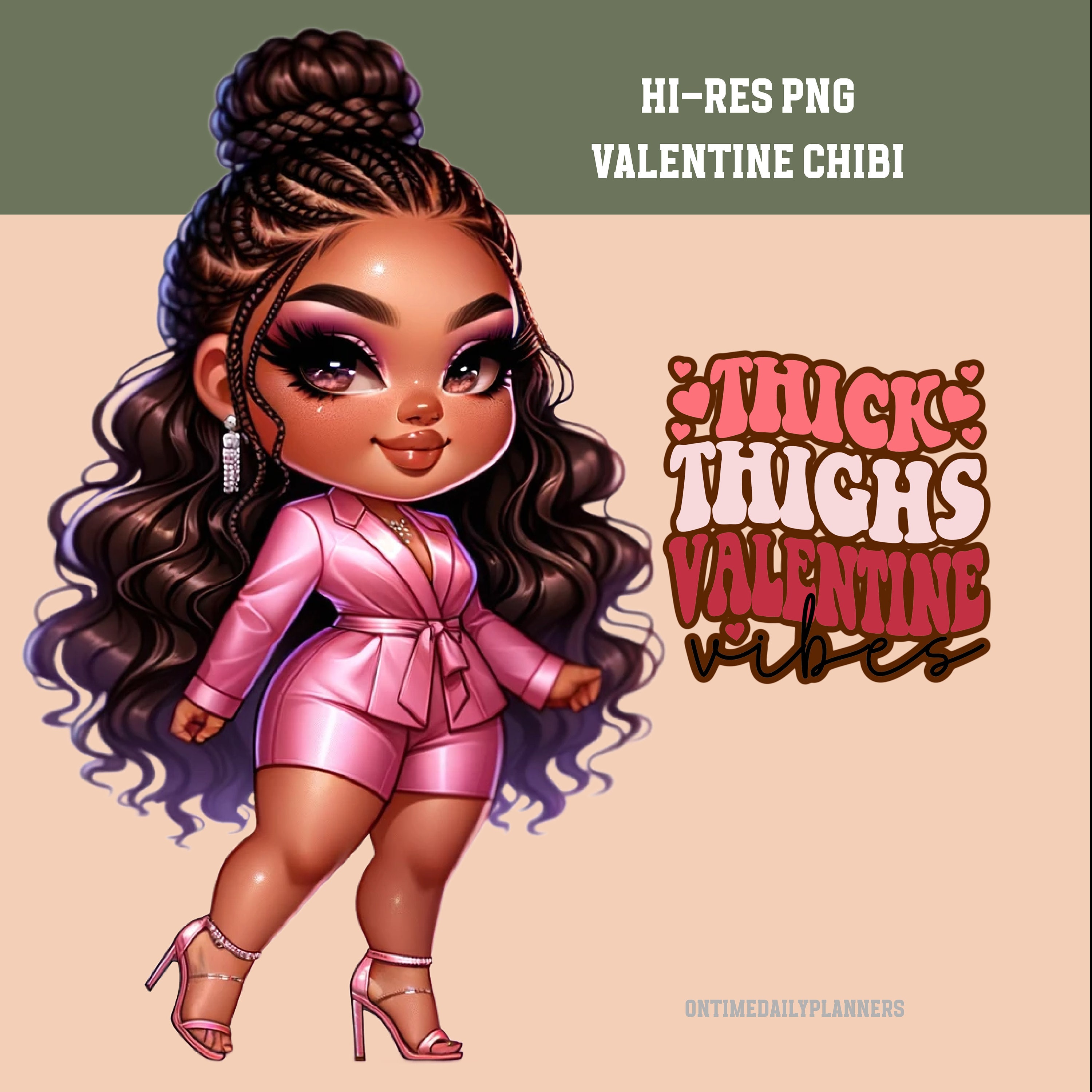 Valentine Chibi Style Clipart African American Art Hi Resolution for ...