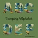 Camping Alphabet Doodle Sublimation Hiking Gift Camping Gear Retro Font ...