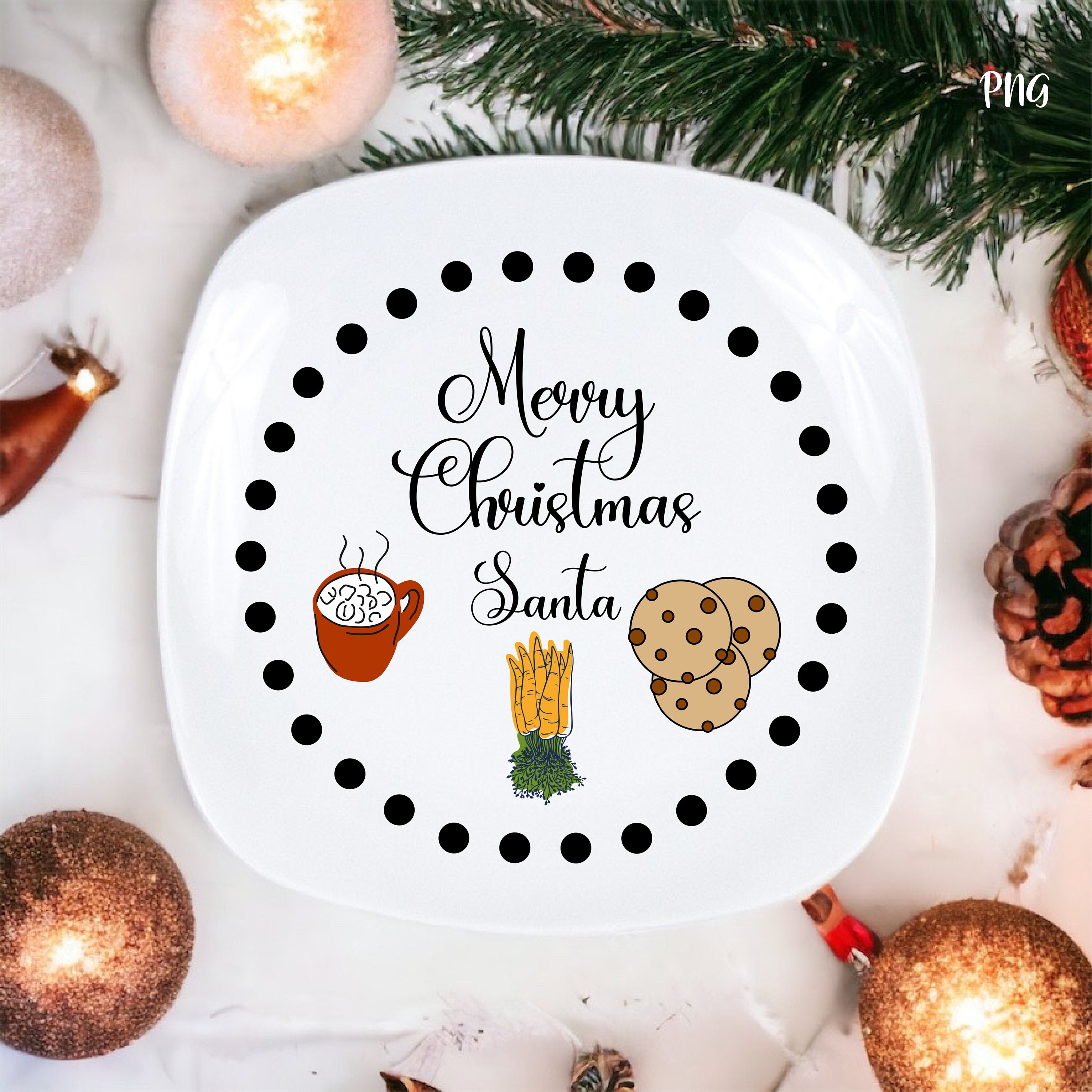 Santa Cookie Plate Christmas Eve Milk and Cookie PNG Design - Etsy