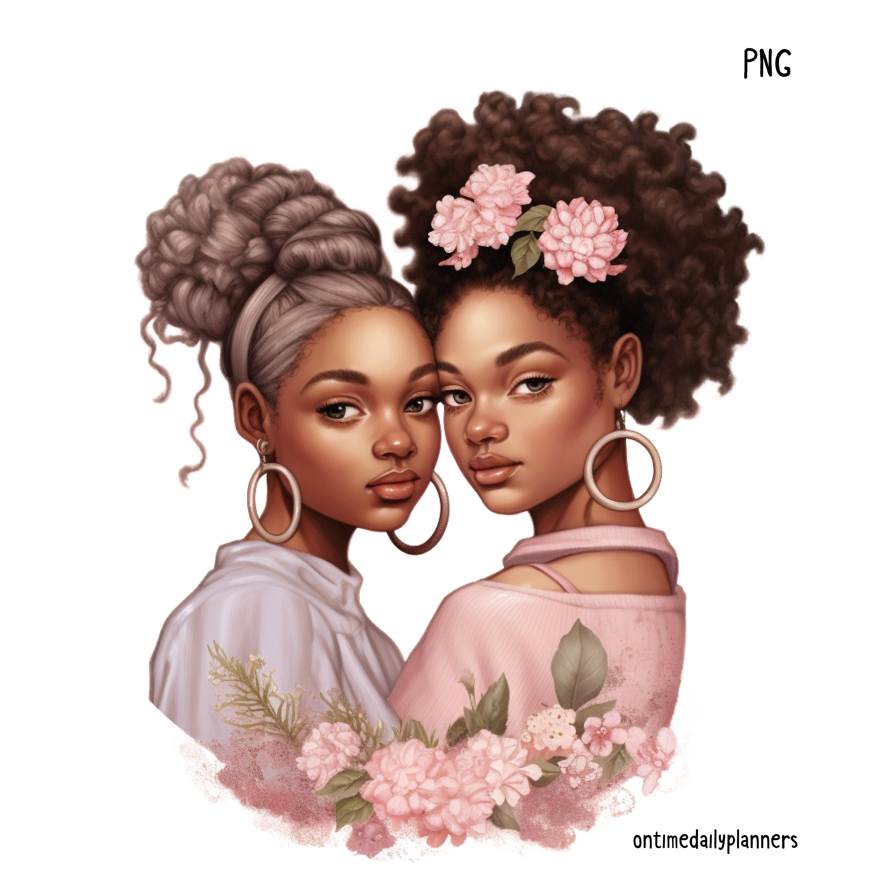 Black Girl Clipart, Digital Planner Wall Art, African American Clipart ...