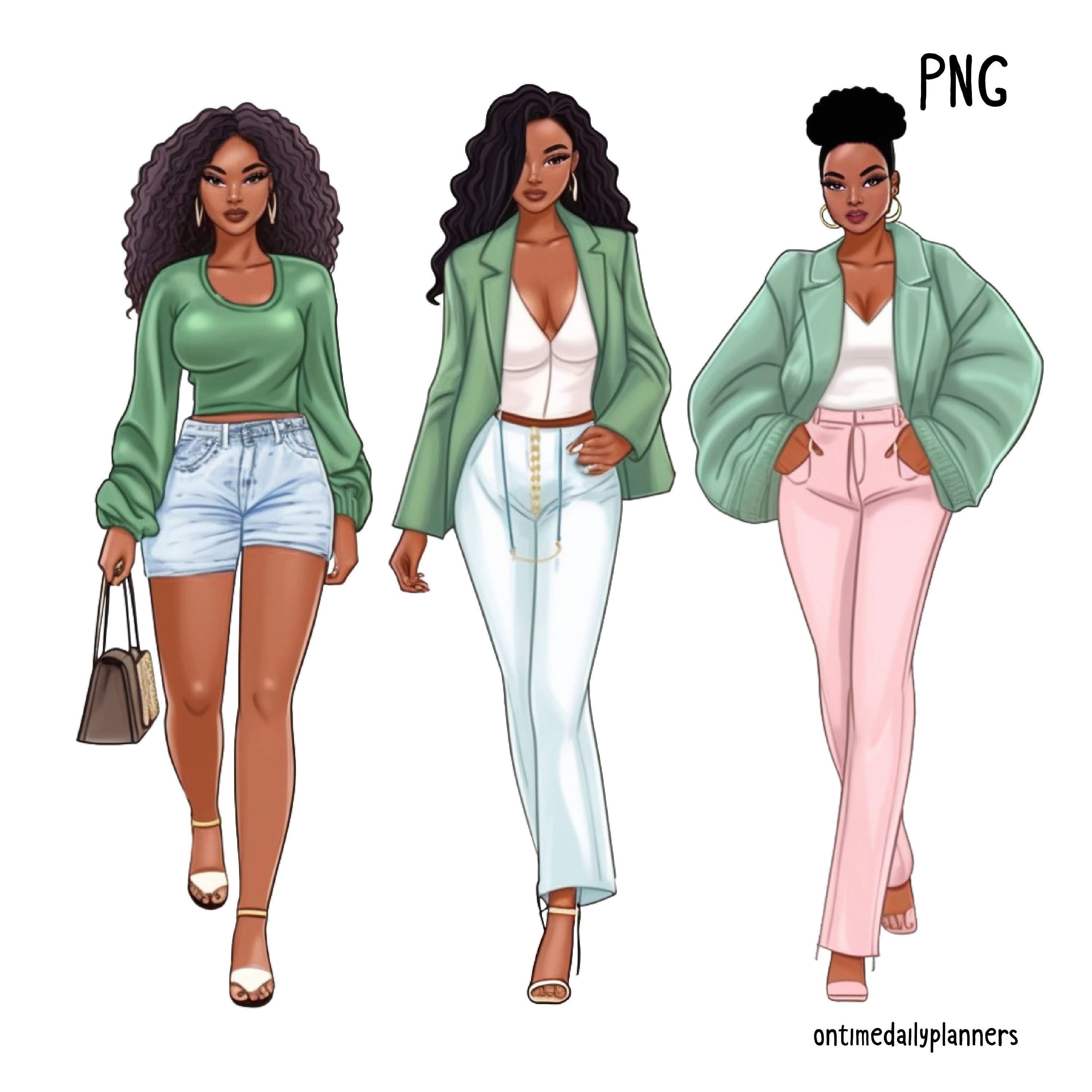 Black Girl Clipart Design, Digital Planner Wall Art PNG, African ...