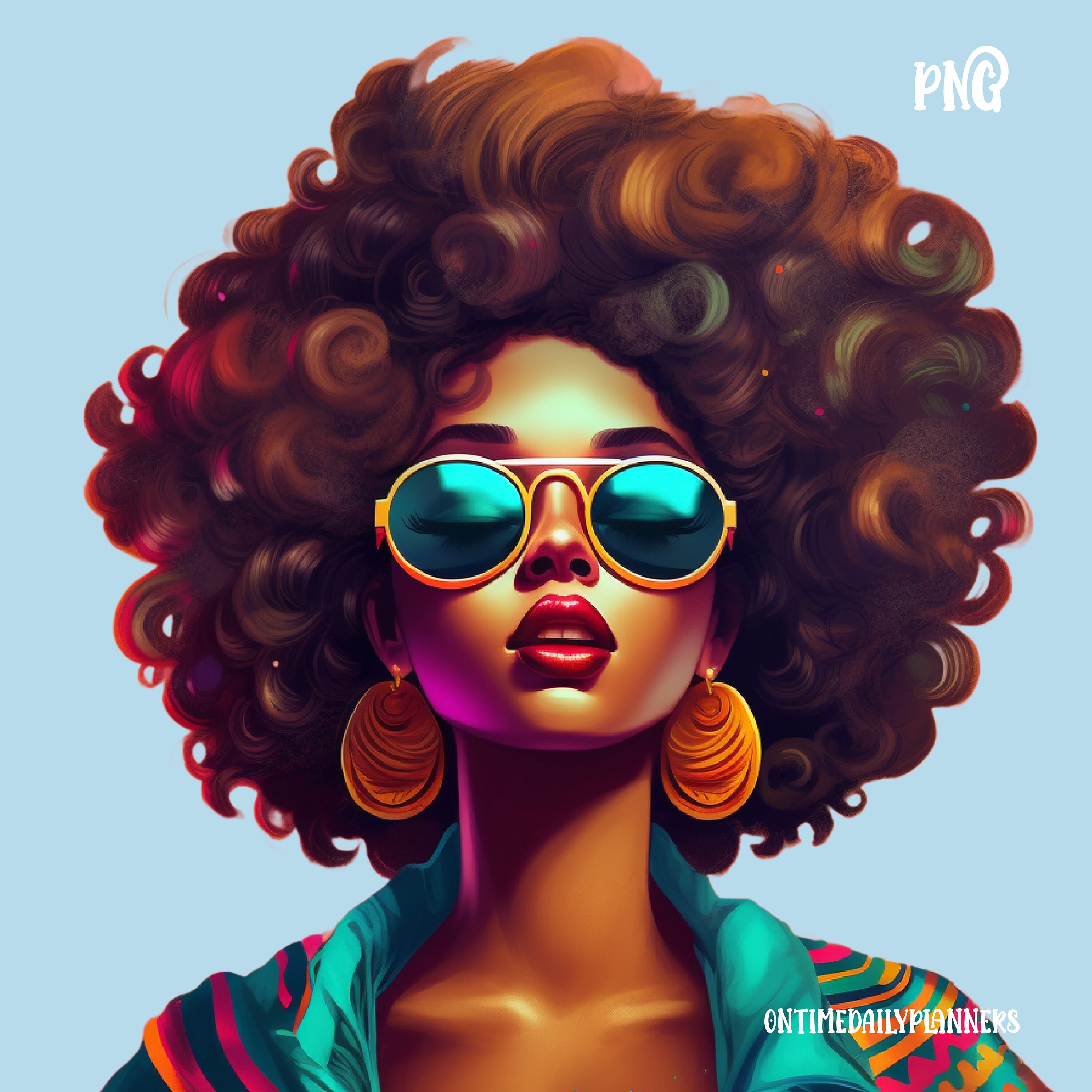 Retro Afro Design, Black Girl Clipart, Digital Planner Wall Art ...