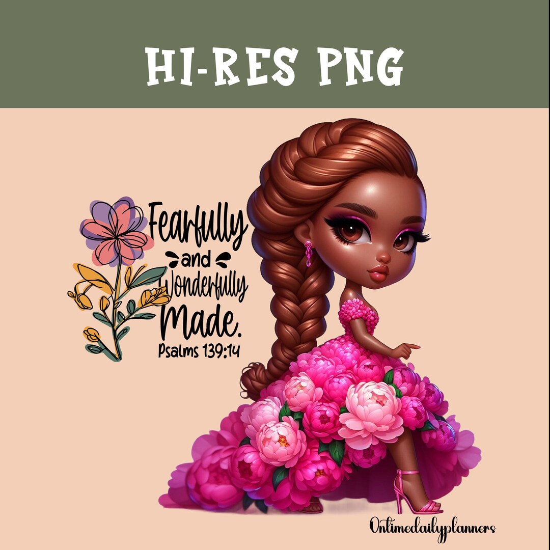 Inspirational Bible Quote Empowering Women Chibi Clipart Curvy Girl PNG ...