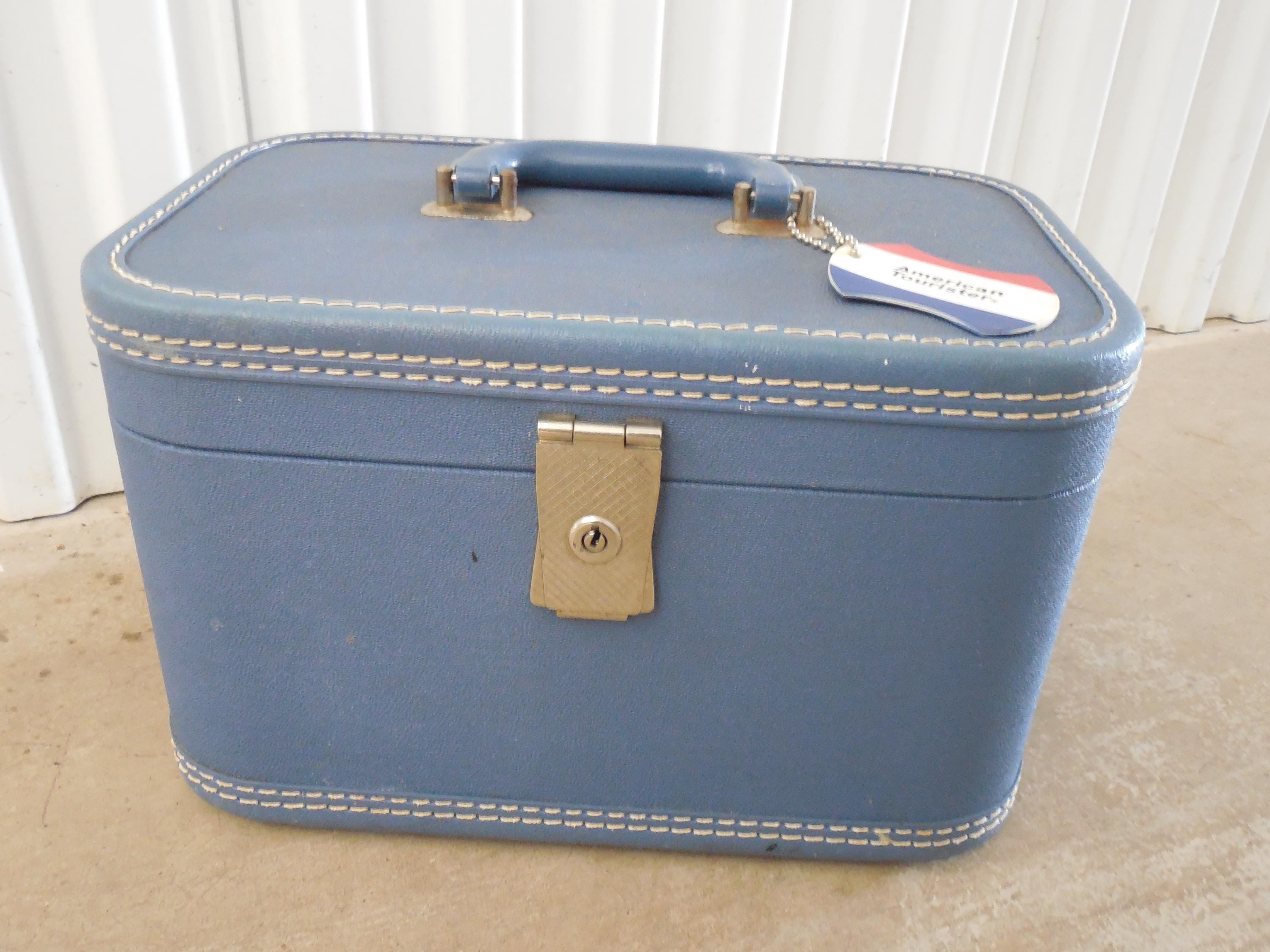 Mid Century 50s 60s American Tourister Blue Train Case Overnight Carry ...