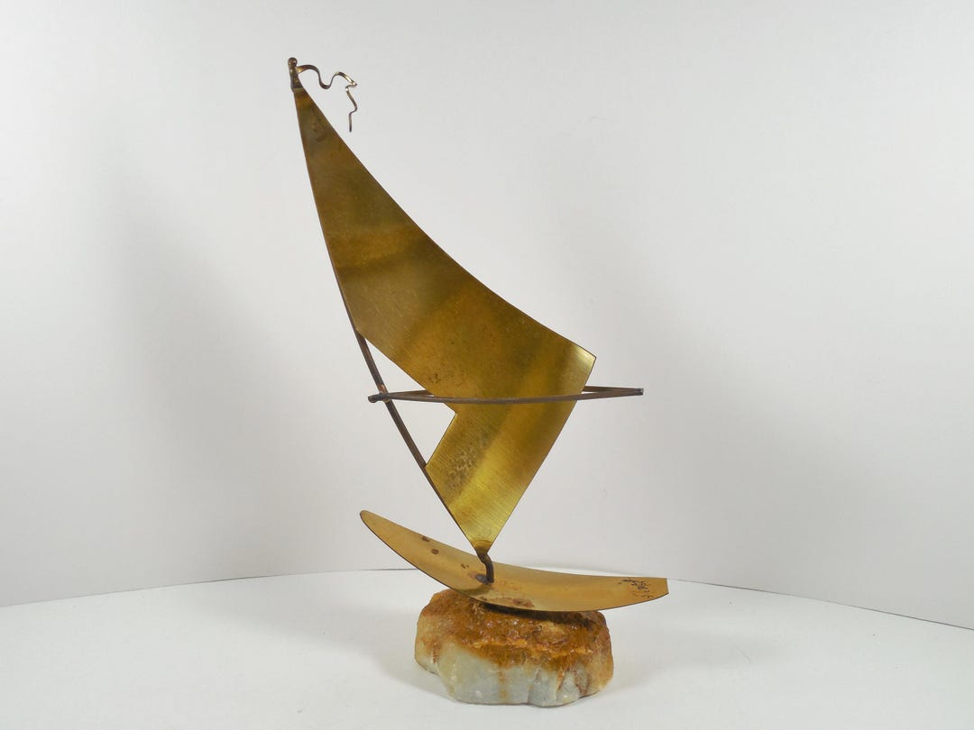 Mid Century Modern MCM Windsurfing Boardsailing Brass Sculpture Statue ...