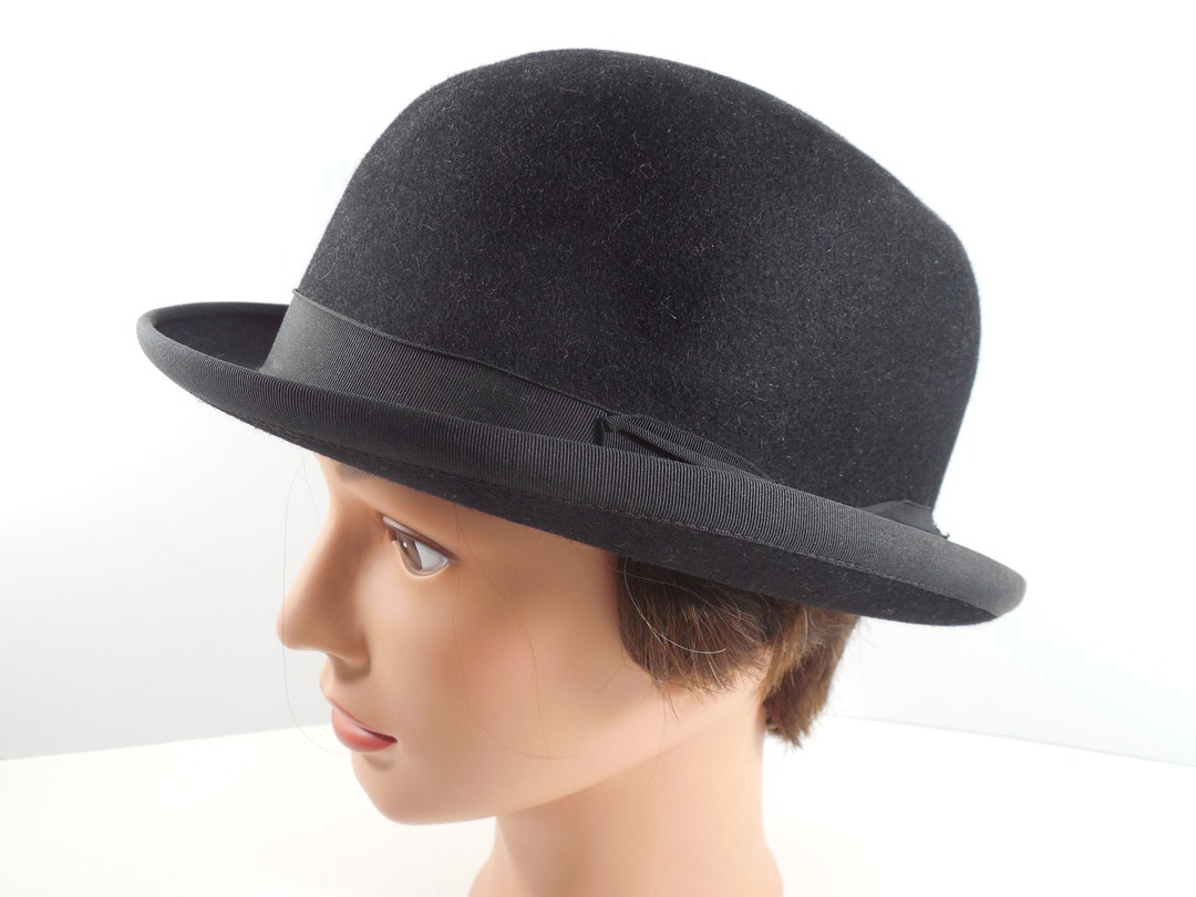 Blue Ribbon Saddle Derbies Made in England Black Derby Bowler Hat Size ...