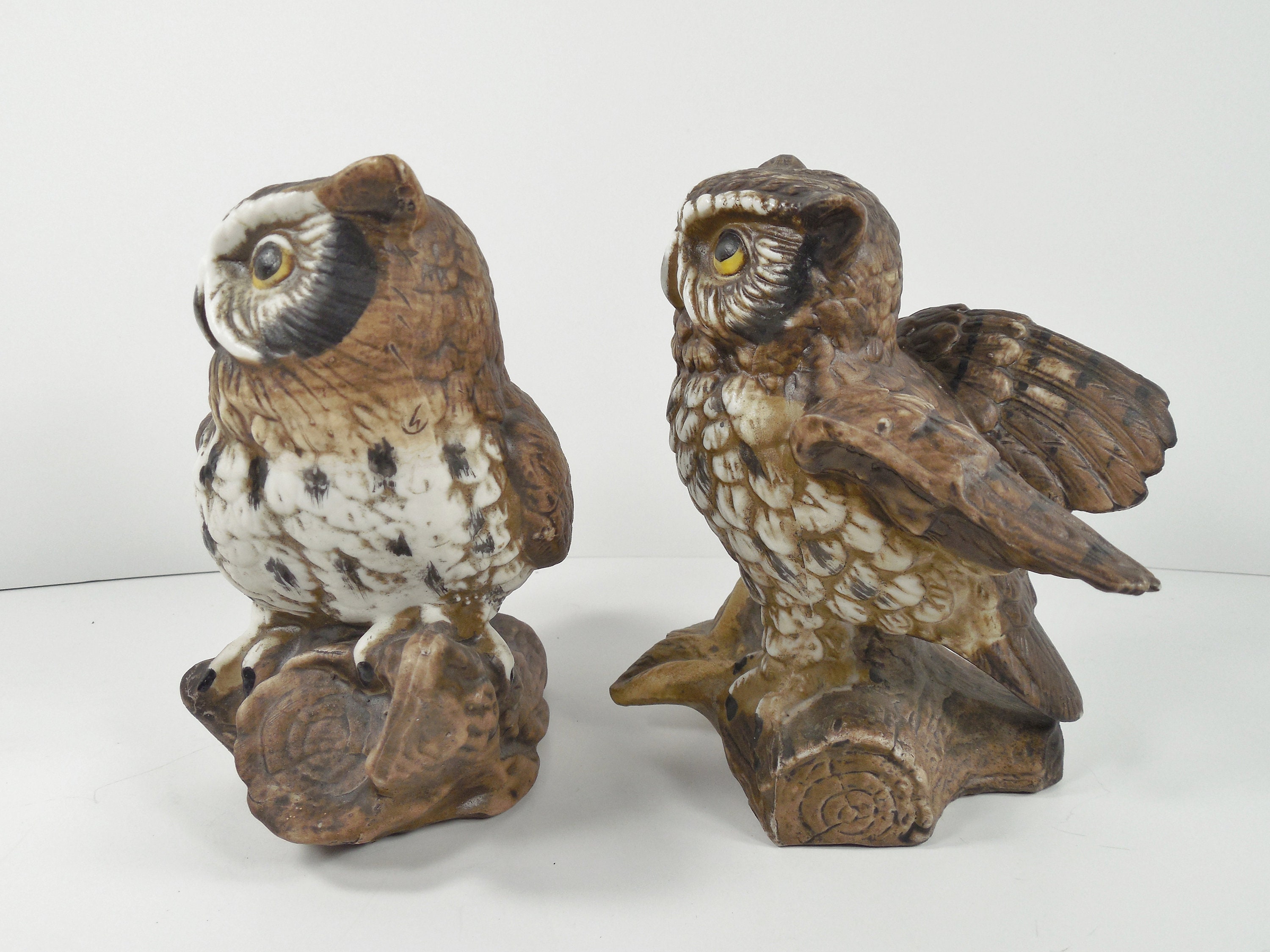 Great Horned Owl Figurine Owl Pair Owl Couple Owl Family Baby Owls Owl ...