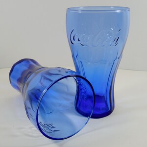 Cobalt Blue Coca Cola Coke Glasses Tumblers Set of 2 Two Coke Bottle ...