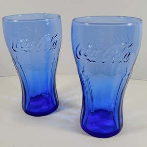 Cobalt Blue Coca Cola Coke Glasses Tumblers Set of 2 Two Coke Bottle ...