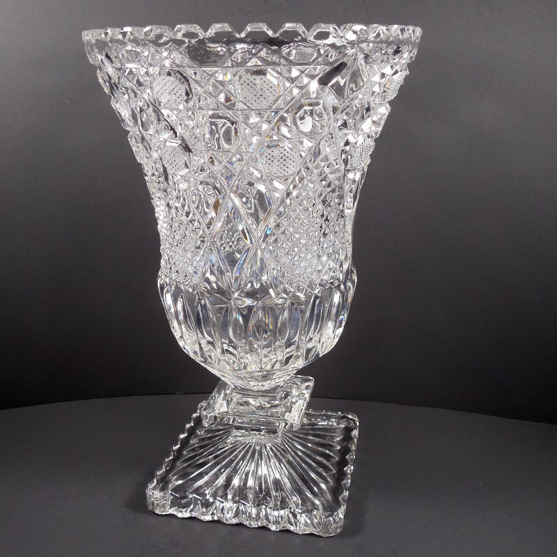 Footed Glass Vase - Etsy
