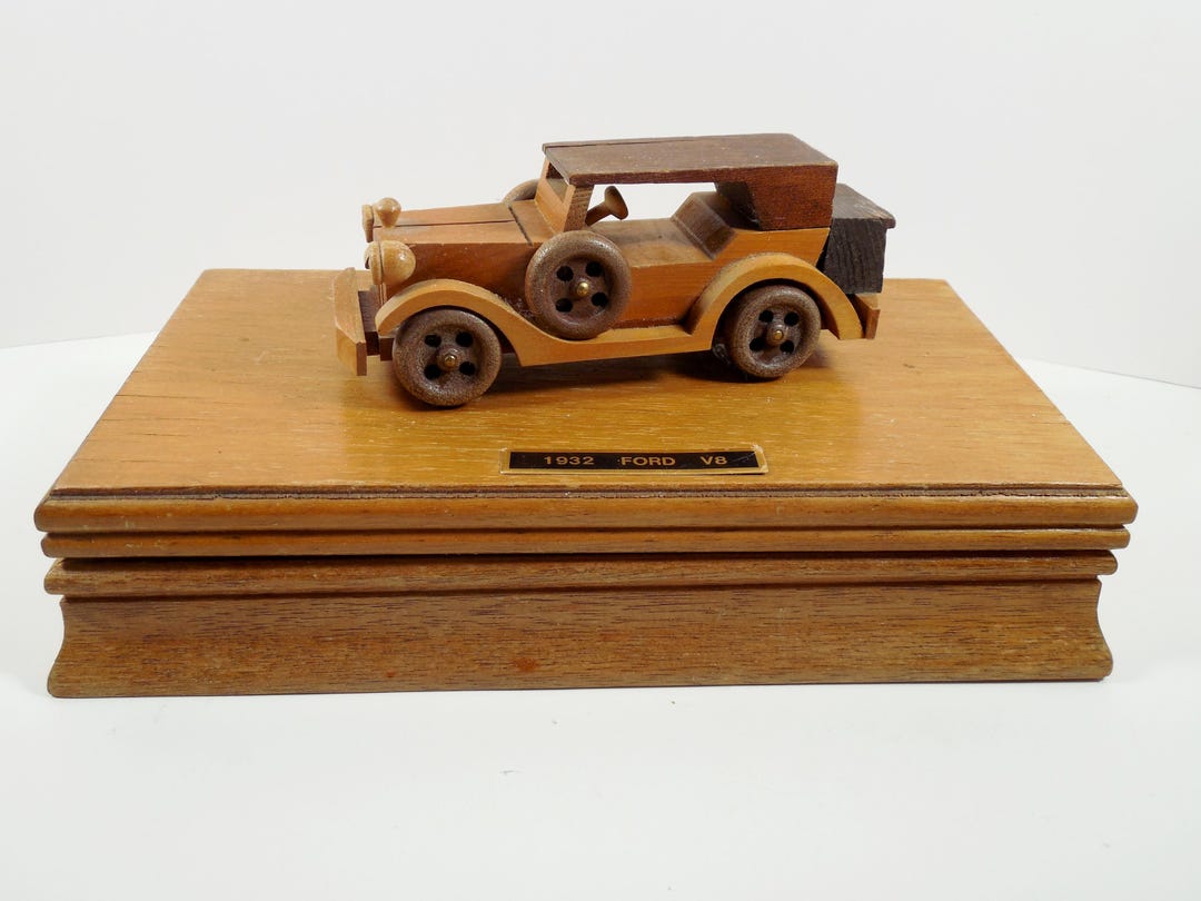 Ford 1936 V8 Hand Carved Wood Wooden Antique Car Automobile Figurine ...