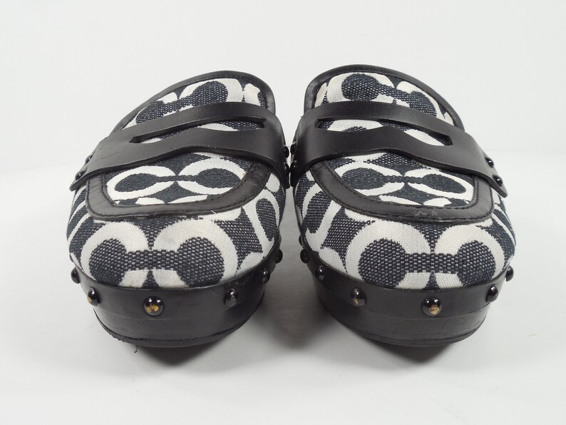 Coach Lani Black White Clogs Mules Slip on Penny Loafers Size 7 1/2 ...
