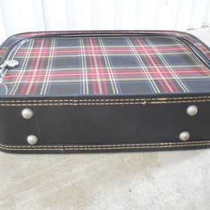 Black Red Tartan Plaid Canvas Suitcase 18 by 12 by 5 Inches Front ...